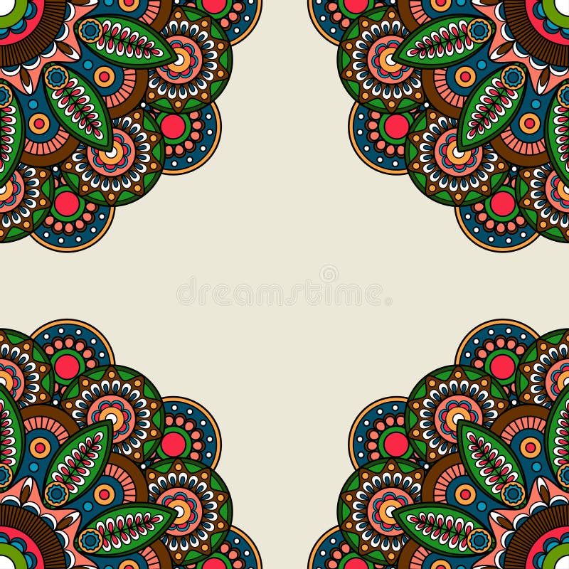 Ornate Floral Round Motifs Frame Stock Vector - Illustration of motif ...