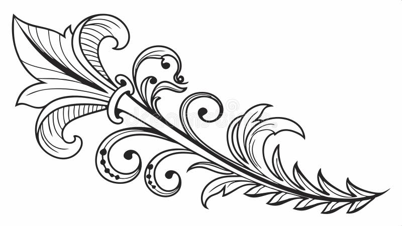 Ornate Floral Scrollwork Design Element with Elegant Leaves Vector ...