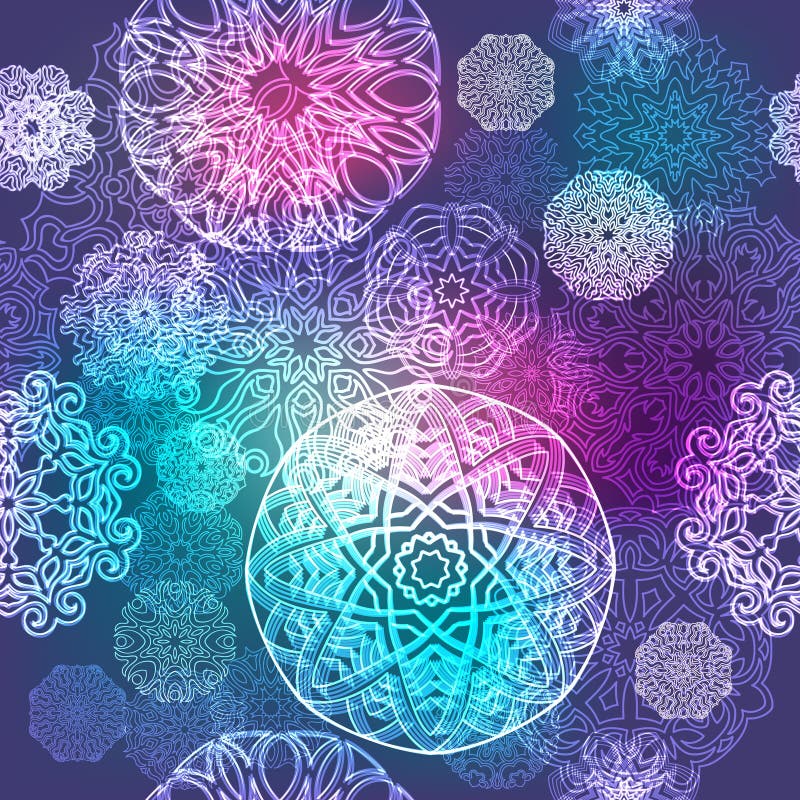 Ornate Floral Seamless Texture, Endless Pattern with Glowing Bright ...