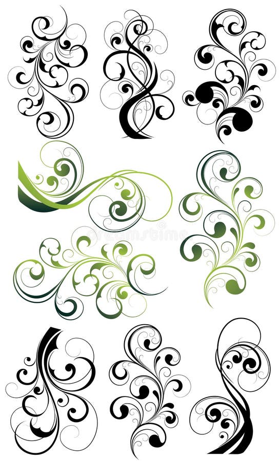 Ornate floral swirl set stock vector. Illustration of ornament - 9667246