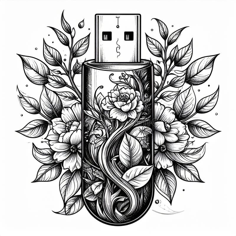 Ornate Floral USB Drive Design Illustration Stock Illustration ...