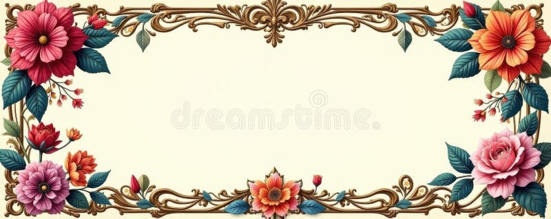 Ornate Floral Vector Frame, Vintage Style Etching, Vector Frame ...