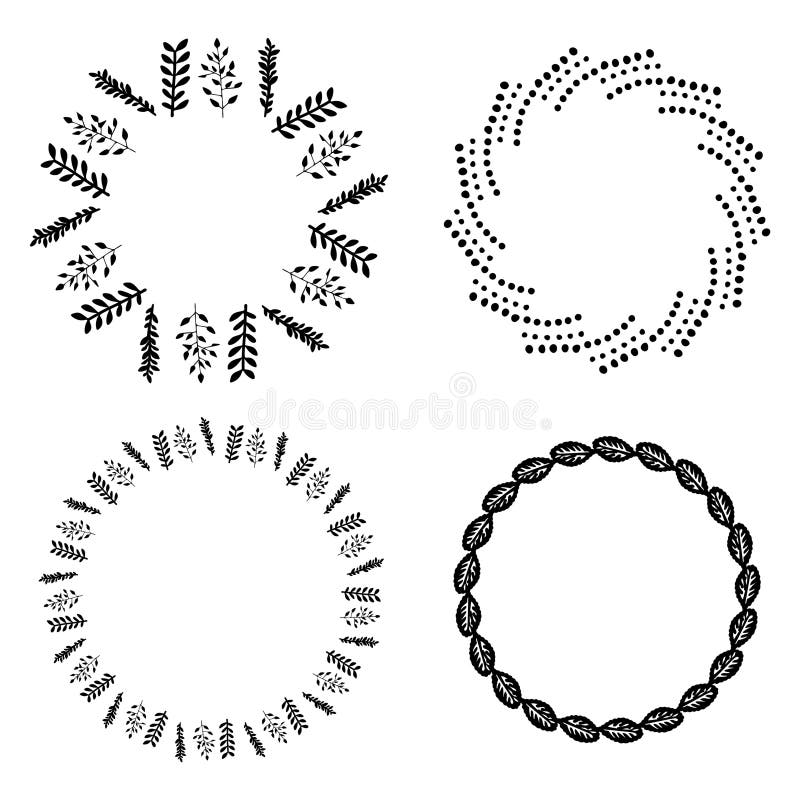 Ornate Floral Wreath Illustration Set. Vector Collection of Delicate ...