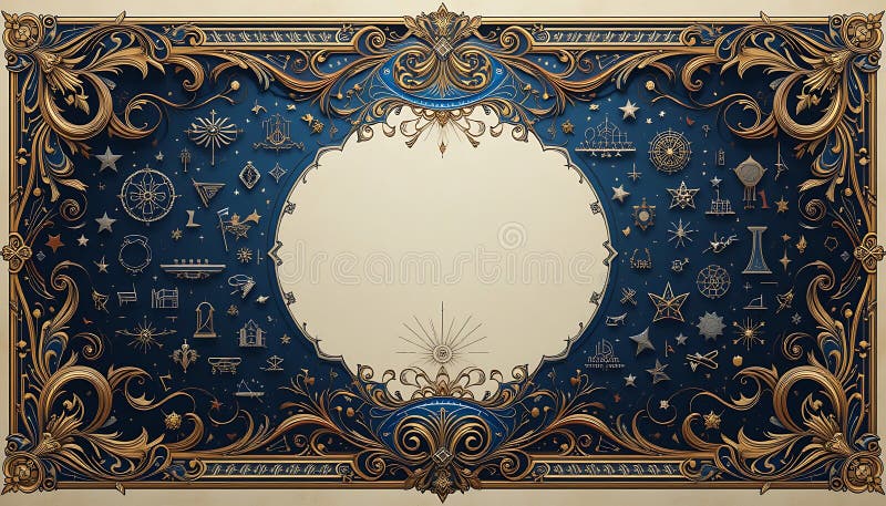 Ornate Frame with Celestial Elements and Blank Space for Creative ...