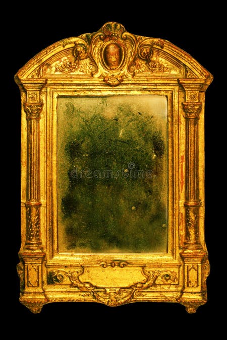Ornate Frame with Dusty Mirror Stock Photo - Image of glass, decoration ...