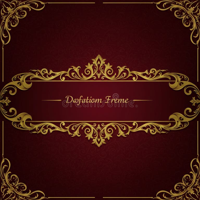 Ornate Frame Featuring Gold Decorative Elements Against a Deep Maroon ...
