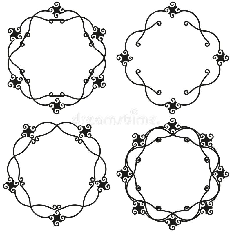 Ornate Frame Icons. Curly Border Shape. Black Swirl Design. Vector ...
