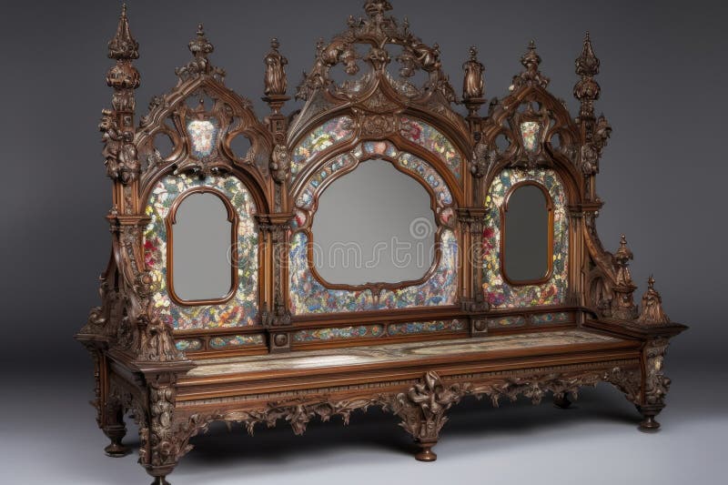 Ornate Frame with Intricate Carvings, Supporting a Stained-glass Window ...
