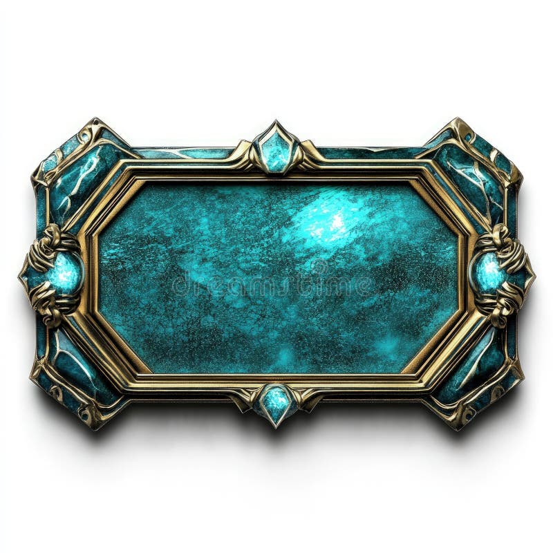 Ornate Fantasy Game UI Panel or Gemstone Frame on White Background ...