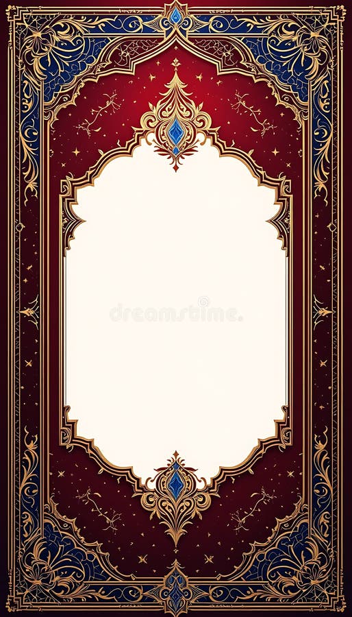 Ornate Frame Template with Red and Gold Accents for Invitations Stock ...