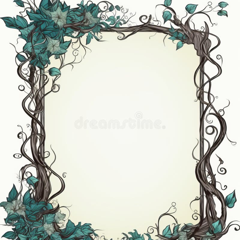 An Ornate Frame with Vines and Leaves Stock Illustration - Illustration ...