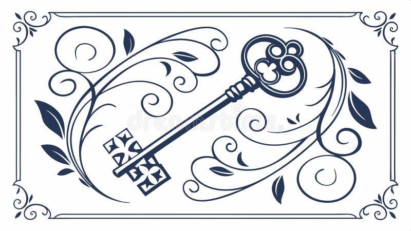 Ornate Frame with Vintage Skeleton Key, a Symbol of Access Vector ...