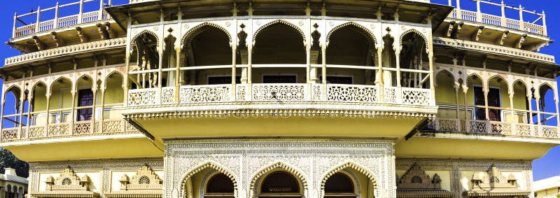 Front Facade with Balconies of the Royal Palace in Jaipur, Rajasthan ...