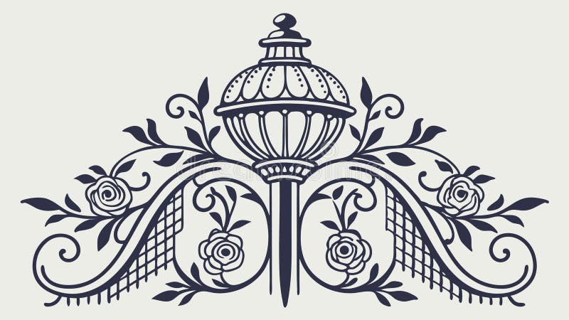 Ornate Gate Topper Element, Decorative Architecture, Vector Design ...