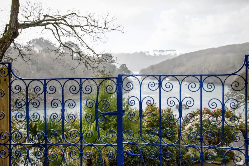 Ornate Gates at the Helford River Stock Photo - Image of garden ...