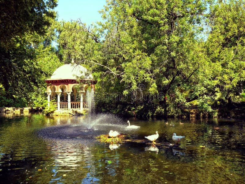 An Ornate Gazebo beside an Ornamental Duck Pond. Stock Photo - Image of ...