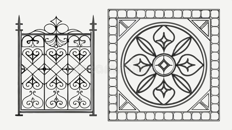 Ornate Geometric Gates Architectural Pattern Design Vector Design ...