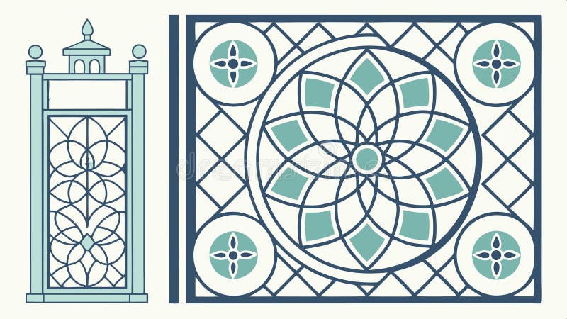 Ornate Geometric Panel or Window Design, Intricate Symmetrical Art ...