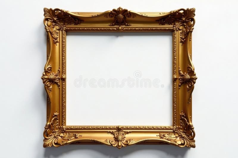 Ornate Gilded Antique Frame, White Background, Classic, Decorative ...