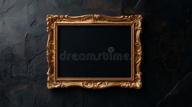 Ornate Gilded Frame Against a Dark Textured Background Stock Image ...