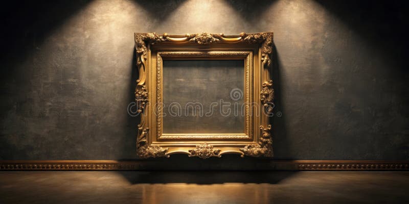 Ornate Gilded Frame on Textured Wall, Ready for Artwork Display ...