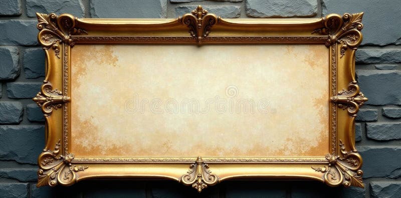 Ornate Gilded Frame; Weathered Paper Insert, Stone Backdrop , Parchment ...