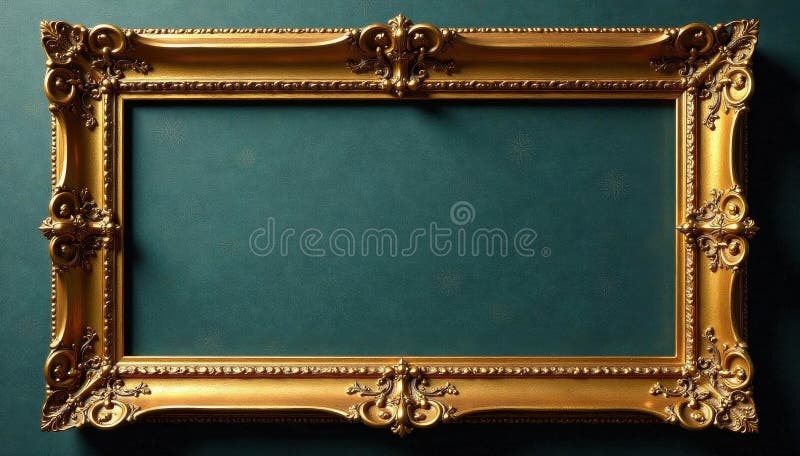 Ornate Gilded Golden Rectangle Frame, Aged Patina, Border, Artwork ...