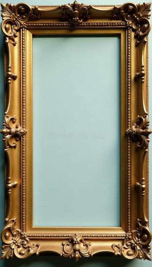 Ornate Gilded Golden Rectangle Frame, Aged Patina, Gilded, Border ...