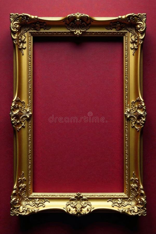 Ornate Gilded Golden Rectangle Frame, Vintage Style, Ornate, Museum ...