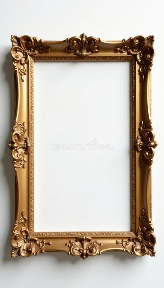 Ornate Gilded Square Frame, Clean White Backdrop , Vintage, Square ...