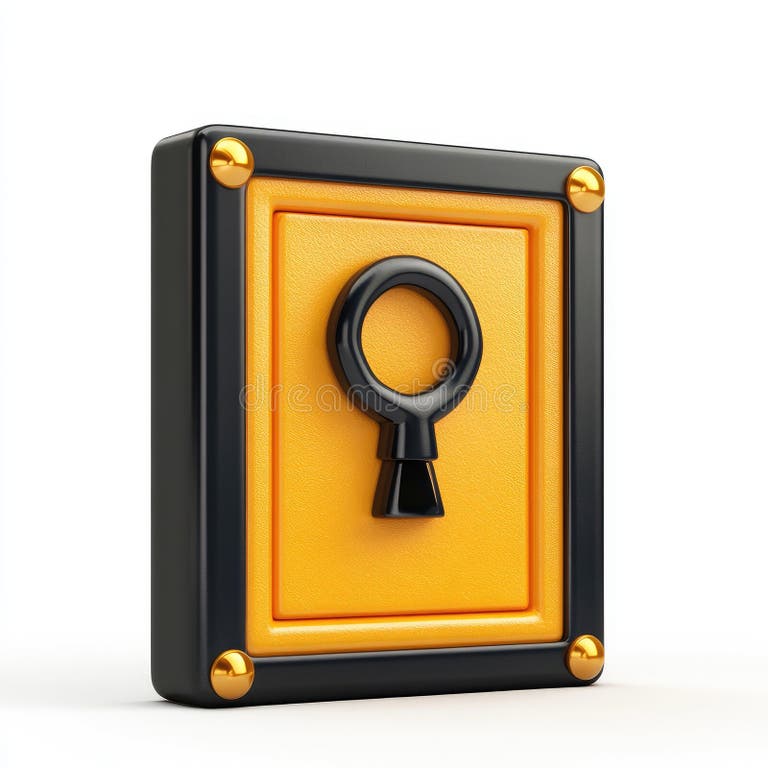 Stylish Yellow and Black Keyhole Icon on a Square Frame Stock ...