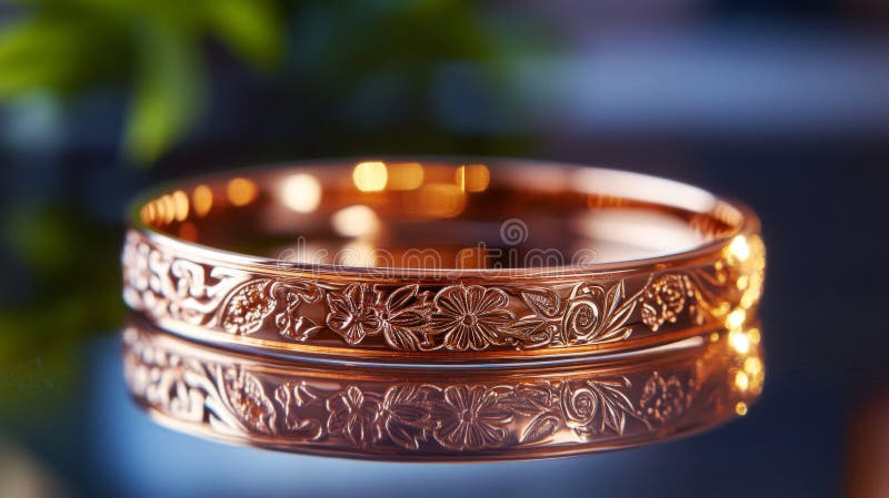 Ornate Gold Band with Floral Etched Design Stock Illustration ...