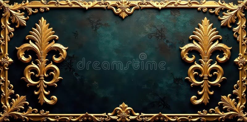 Ornate Gold Baroque Pattern with Damask Elements, Scroll, Antique, Wallpaper Stock Illustration ...