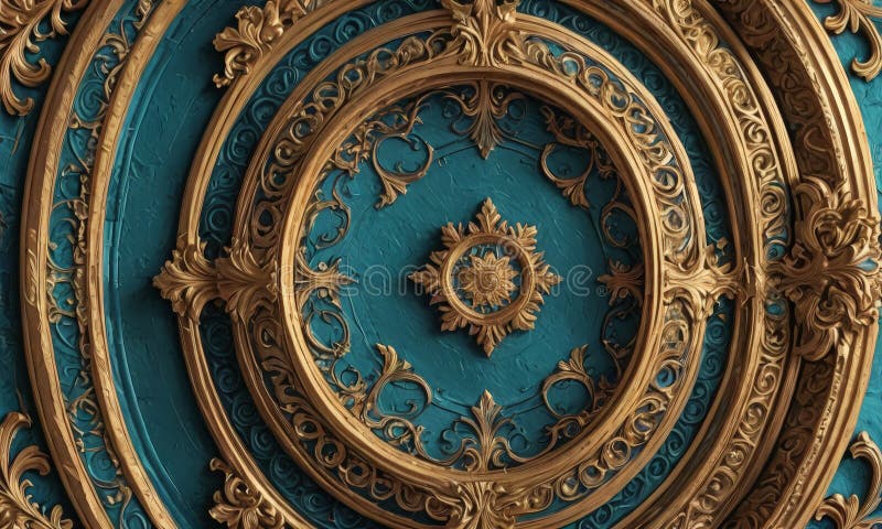 Ornate Gold and Blue Ceiling with Intricate Patterns and Designs ...