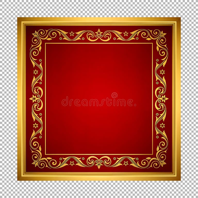 Ornate Gold Border with Red Background Frame Stock Image - Illustration ...