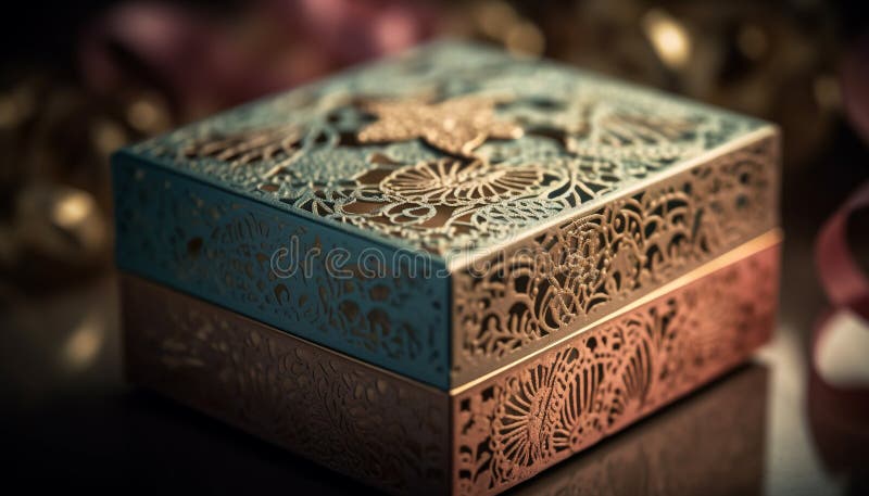 Ornate Gold Box, a Gift of Elegance Generated by AI Stock Illustration ...