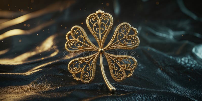 Ornate Gold Clover Design Sits upon a Textured Dark Surface. Stock ...