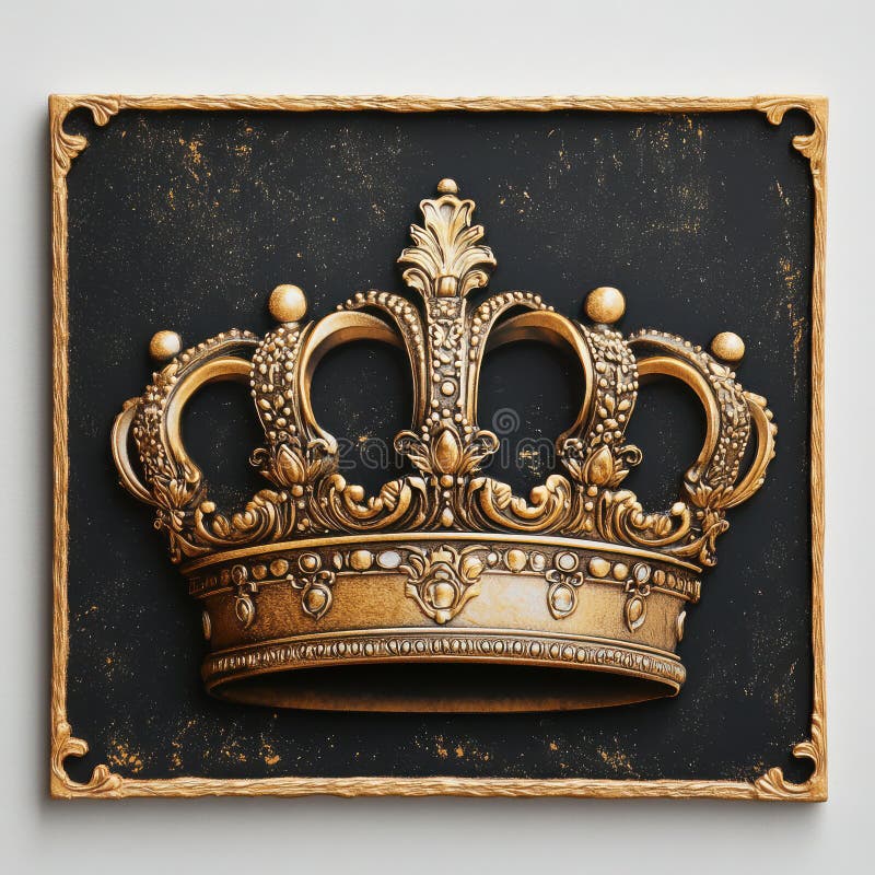 Ornate Gold Crown on Black Background Regal Decor Wall Art Stock ...