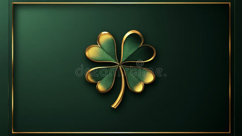 Ornate Gold Four Leaf Clover Green Background Stock Illustration ...