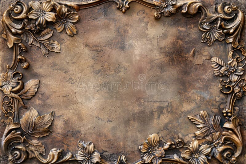 A Ornate Gold Frame Adorned with Intricate Floral Patterns and Vines ...