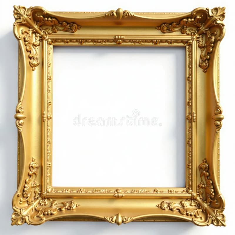 Ornate Gold Frame Against Pure White Background, Shot, Gold Stock ...