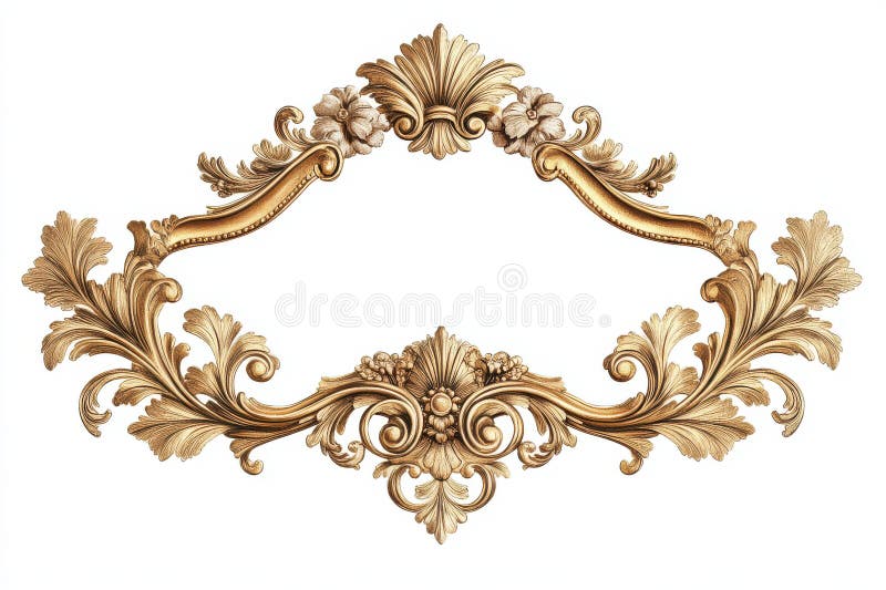 Ornate Gold Frame Baroque Style Design Elegant Decor Isolated on White ...