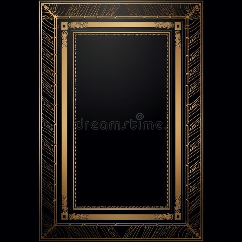Gold Frame on Black Background Vector Stock Illustration - Illustration ...
