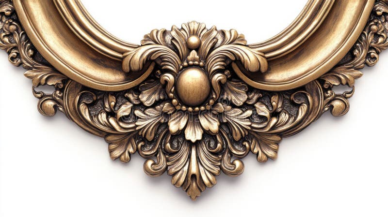 Ornate Gold Frame Detail on White Background Stock Illustration ...