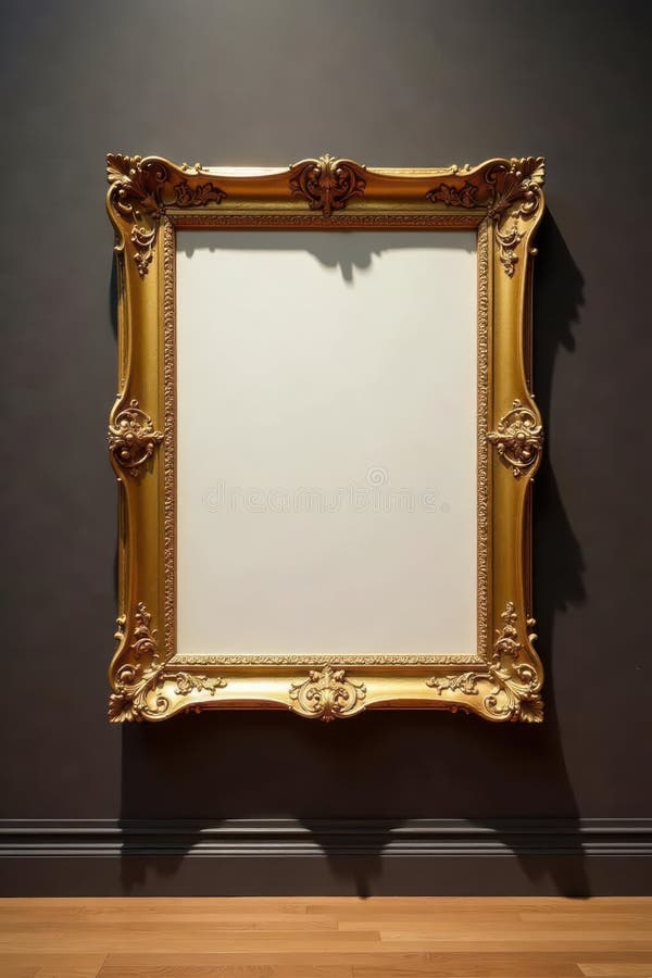 Ornate Gold Frame on Museum Wall, Showcasing Empty Space , Art Museum ...