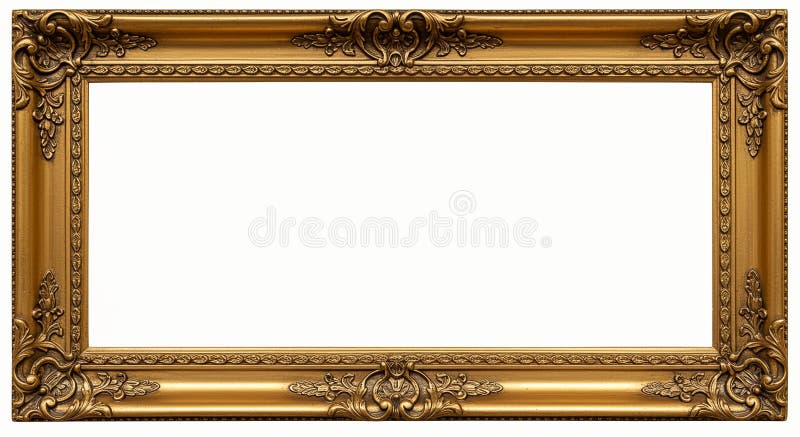 Ornate Gold Frame: Rectangular Gilded Picture Frame with Blank Center ...