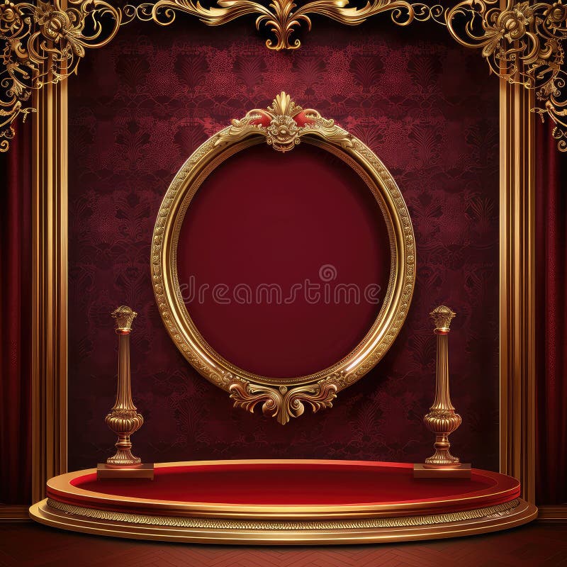 Ornate Gold Frame with a Red Background Stock Illustration ...
