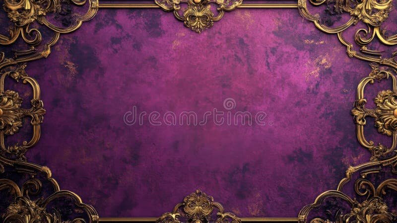 Ornate Gold Frame on a Rich Purple Background Stock Illustration ...