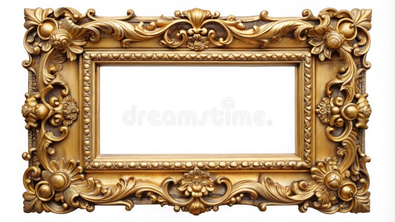 Ornate Gold Frame Rococo, Rectangular, Empty Stock Illustration ...