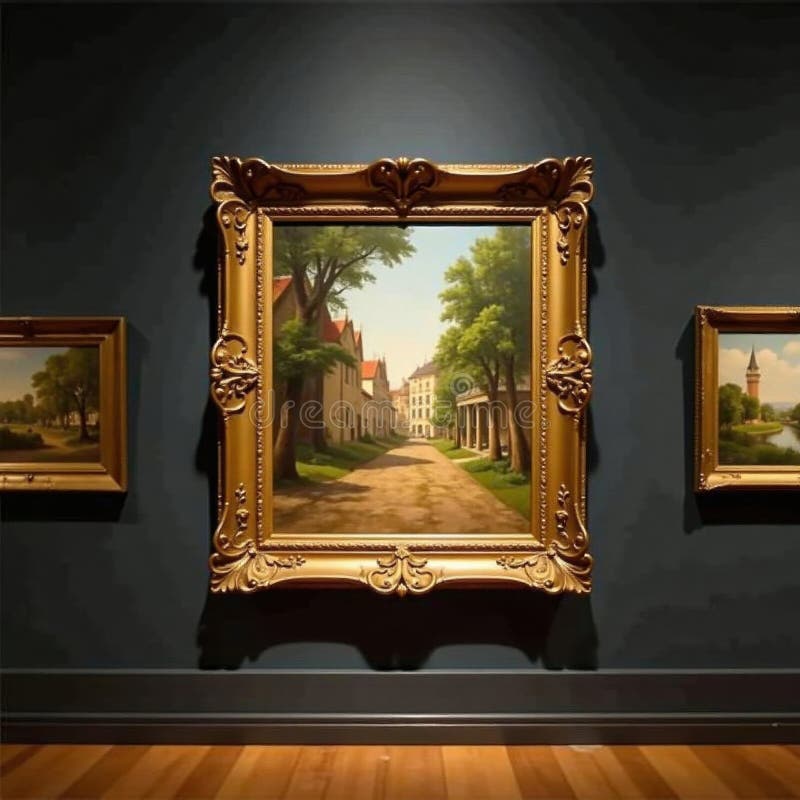 Ornate Gold Frame Showcasing Artwork within Museum Setting, History ...